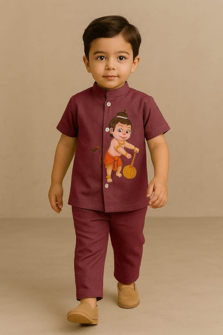 Wine Hanuman Hand Painted Coord Set – Who Wore Whhat